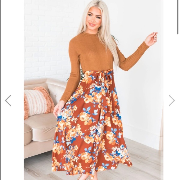 REB. in J. | Dresses | Rust Floral Dress | Poshmark